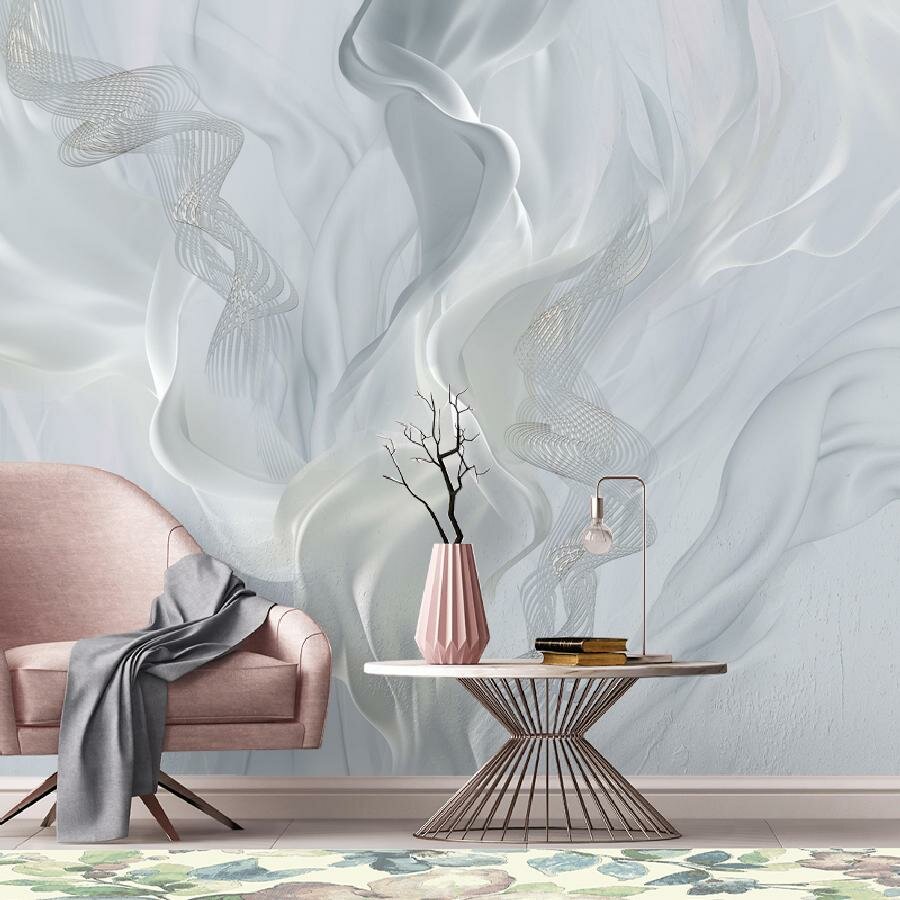 Фотообои Нежные голубоватые волны 13-1094-XXL-Холст 270 x 600 см (ВхШ) Бесшовные, флизелиновые, влагостойкие обои