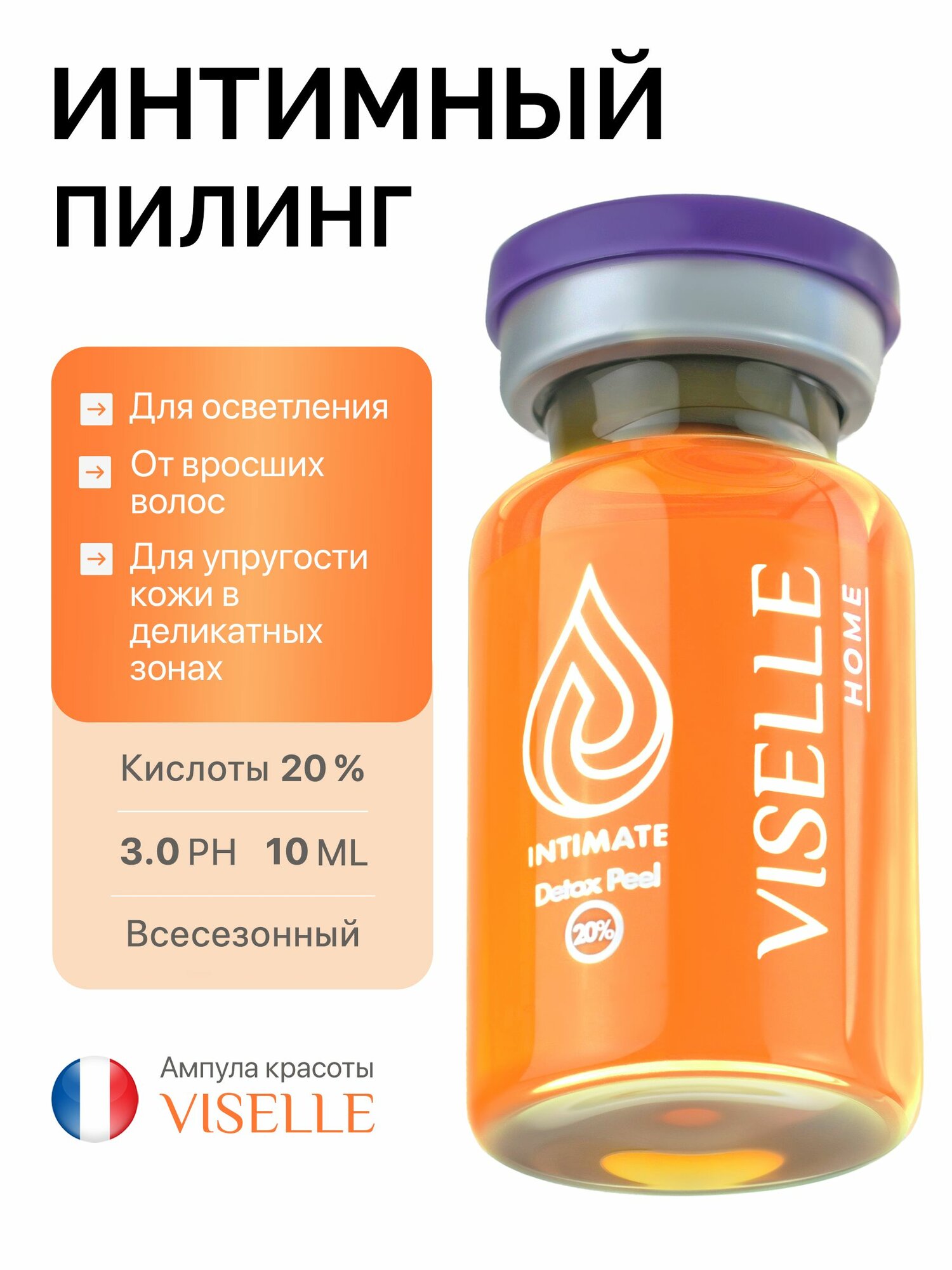 Интимный пилинг осветляющий Intimate Detox Peel 20% с комплексом DETOXONDRIA осветляющий пилинг интимный уход детокс кожи