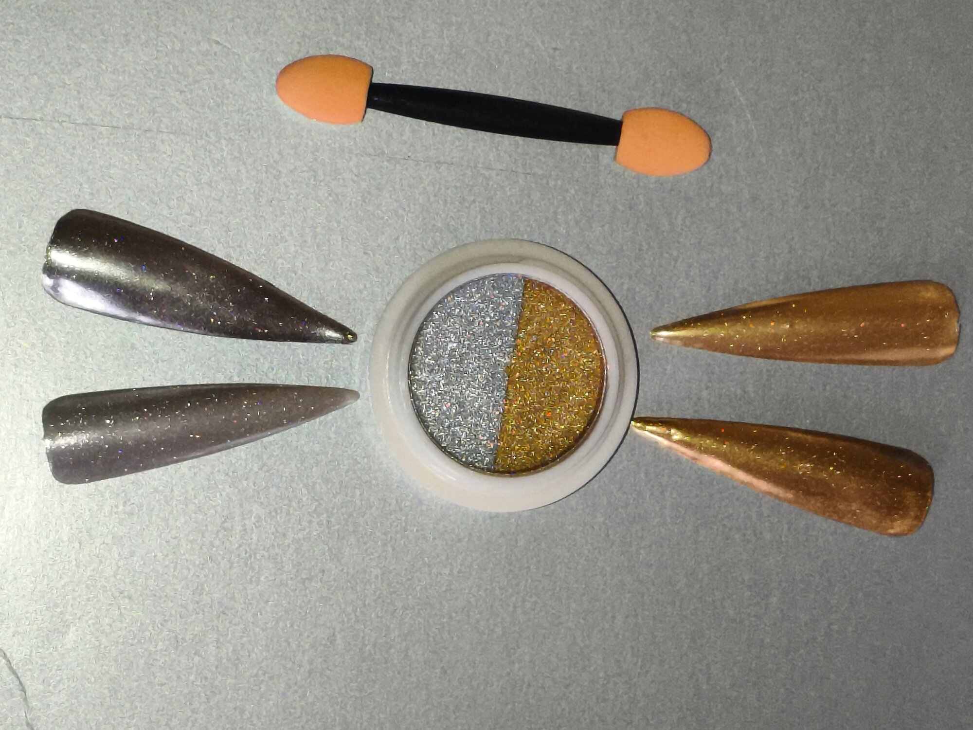 Втирка для декора, спрессованная, зеркальная, с аппликатором, 2 цвета набор