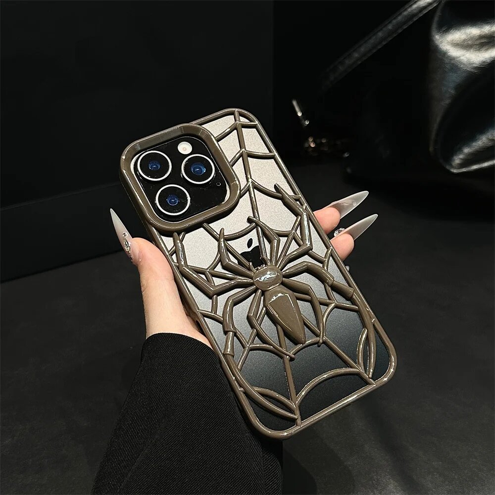 Чехол для телефона ins Spider Skeleton с рассеиванием тепла для iPhone 17, 16, 15, 14, 13, 12, 11 Pro Max, мягкий чехол-бампер из ТПУ с мультяшной рамкой