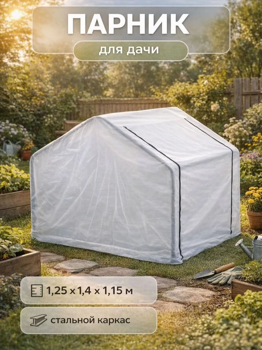 Мини - теплица 1,25 × 1,4 × 1,15 м, стальной каркас d = 16 мм, спанбонд 60 г/м²