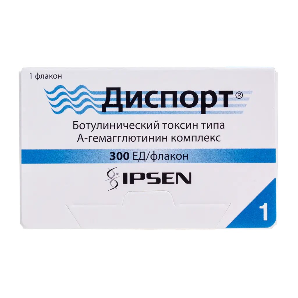 Диспорт лиофилизат д/приг раствора для инъекций 300 ед 1 шт