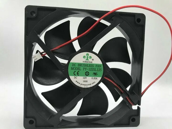 POWERYEAR PY-1225L12S DC12V 0.20A 12CM 12025 2-х жильное вентилятор для холодильника высокая производительность и надежность