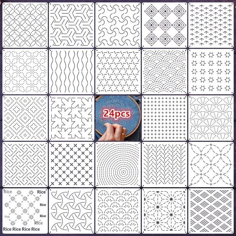 Шаблоны для вышивки Сашико JETTING 8/9/24/32 шт. 24PCS