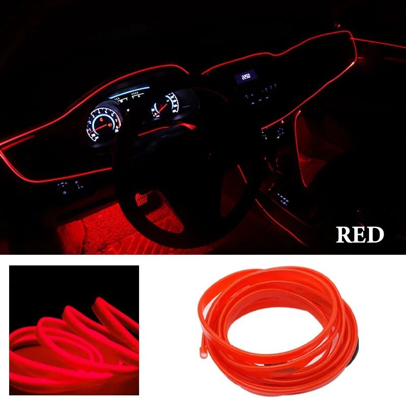 Гибкая Светодиодная Лента 3м/5м, Неоновый EL-провод С USB-интерфейсом Red, 5M