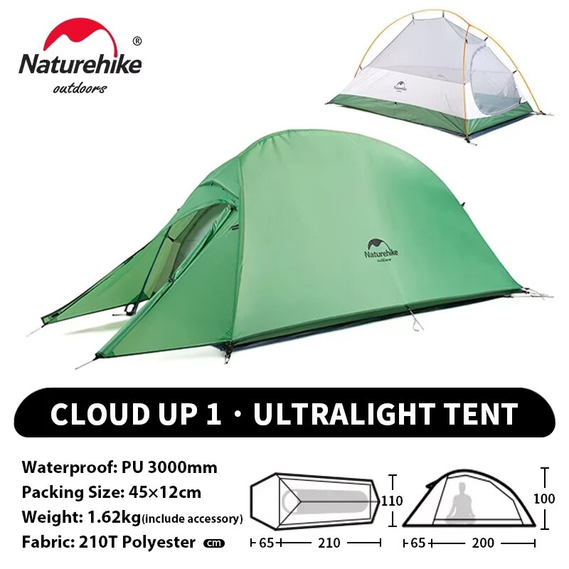 Naturehike Cloud Up Палатка для кемпинга на 1, 2, 3 человека Ультralight Водонепроницаемая Палатка для походов Паломническая Палатка Туристическая Палатка