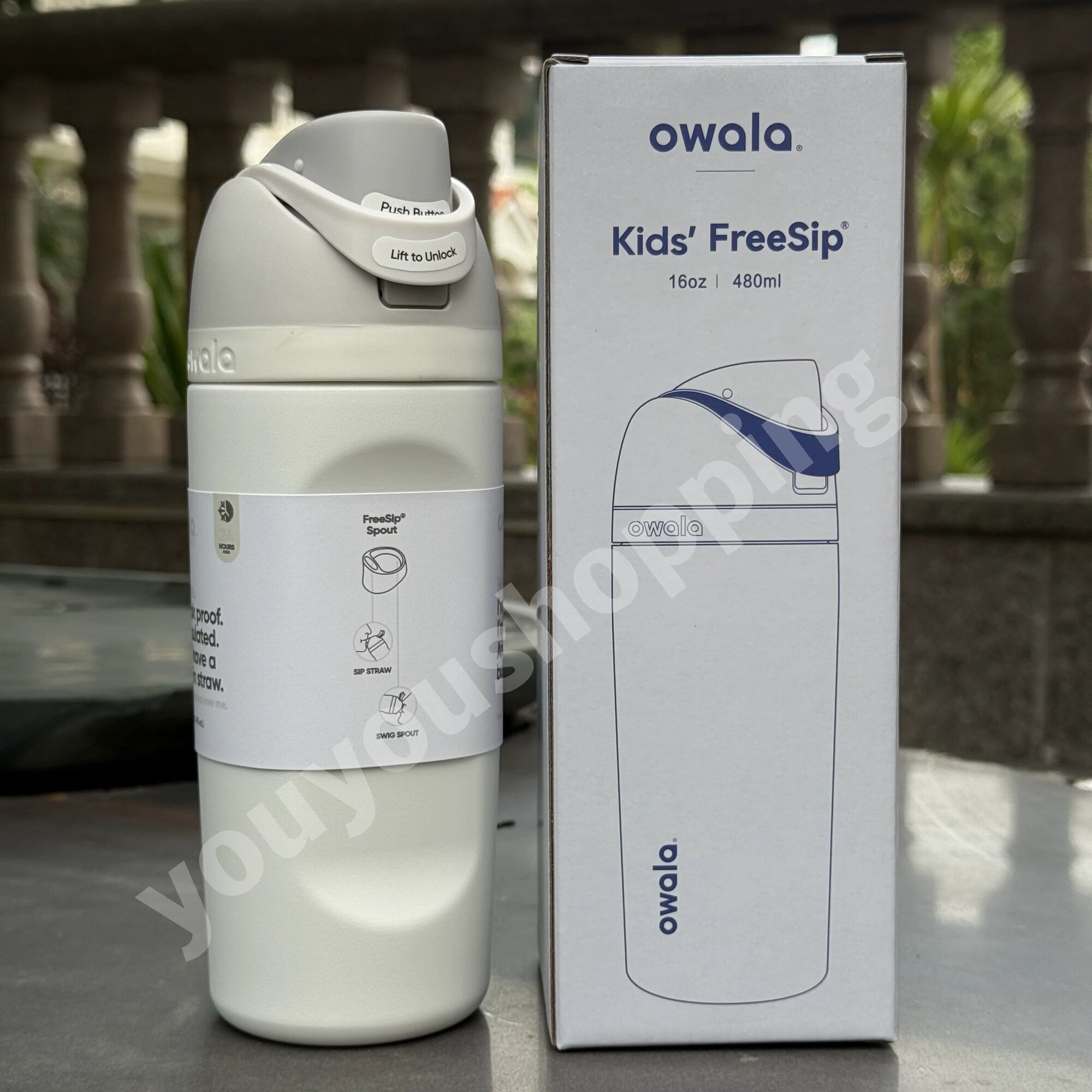 Owala Freesip Kids Нержавеющая стальная термос-чашка с соломкой, 16 унций, мармеладный узор для малышей