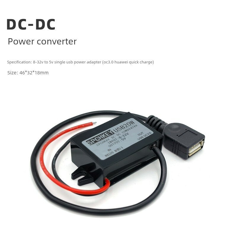 Пластиковый корпус преобразователь 8-32В в 5В с USB и QC3.0 для быстрой зарядки Huawei