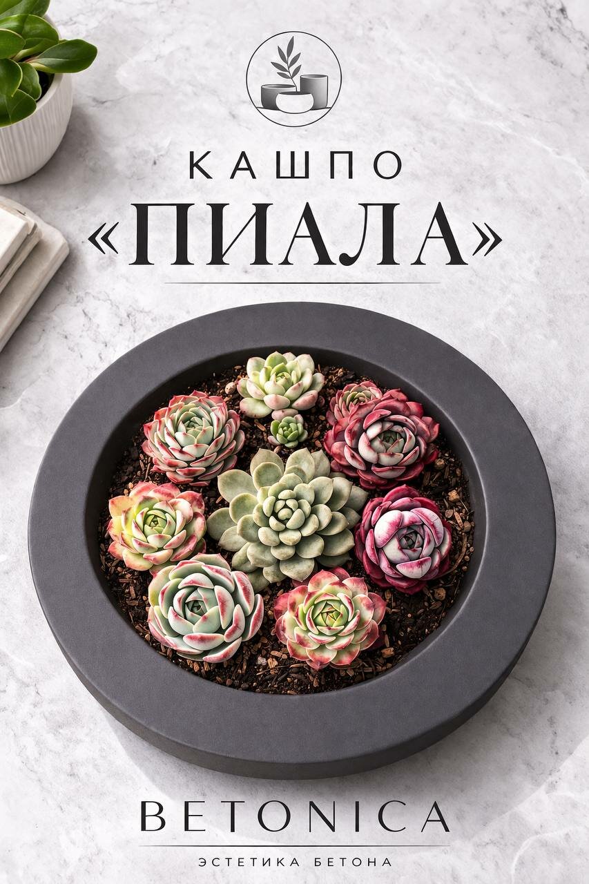 Кашпо для цветов, растений "Дом/Улица", бетон, настольное, 22.5 см x 7 см