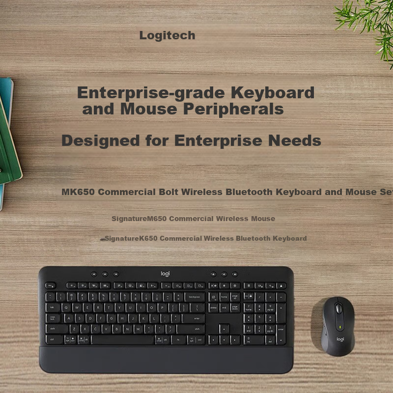 Logitech MK650 Wireless Bluetooth Keyboard and Mouse Combo Business Office Keyboard and Mouse Set Office Mouse and Keyboard Full Size Design Preferred Series Business Enterprise Special Black