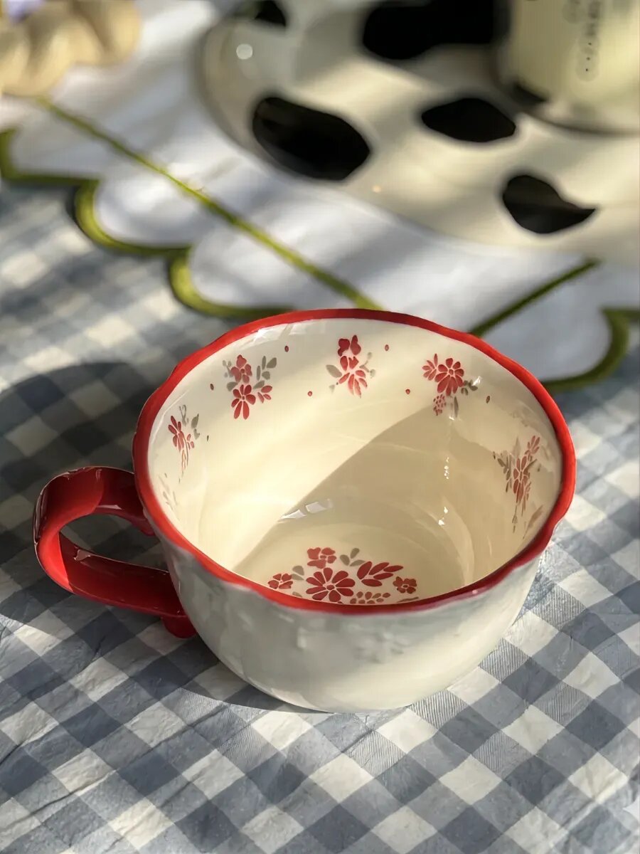 Кружка ( Тепло в руках ) для чая и кофе pinterest с красными цветами