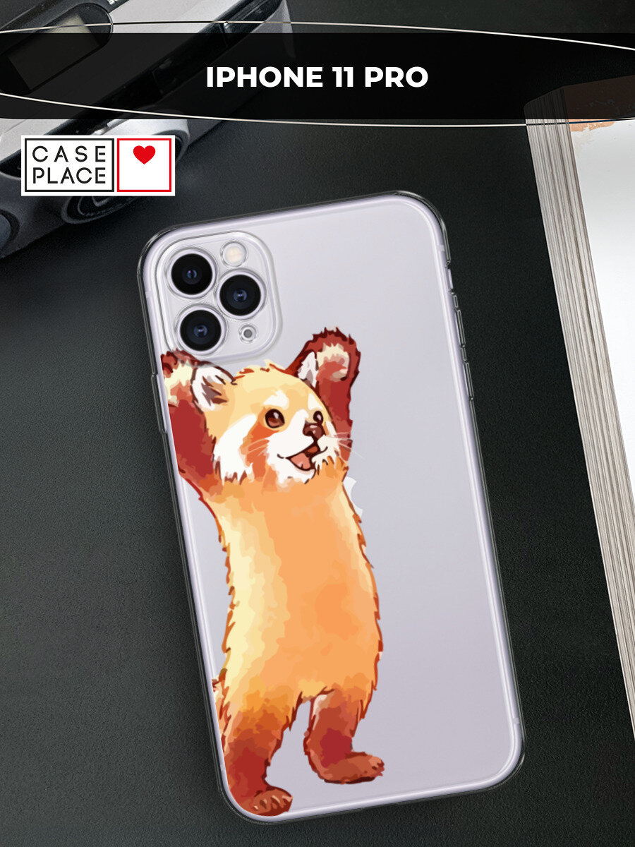 Чехол на Apple iPhone 11 Pro / Айфон 11 Про с принтом Красная панда в полный рост, прозрачный