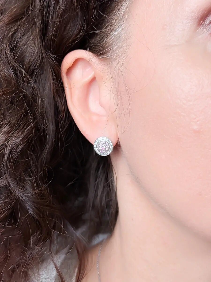 Серьги, серебро, 925 проба, родирование, сапфир синтетический, фианит