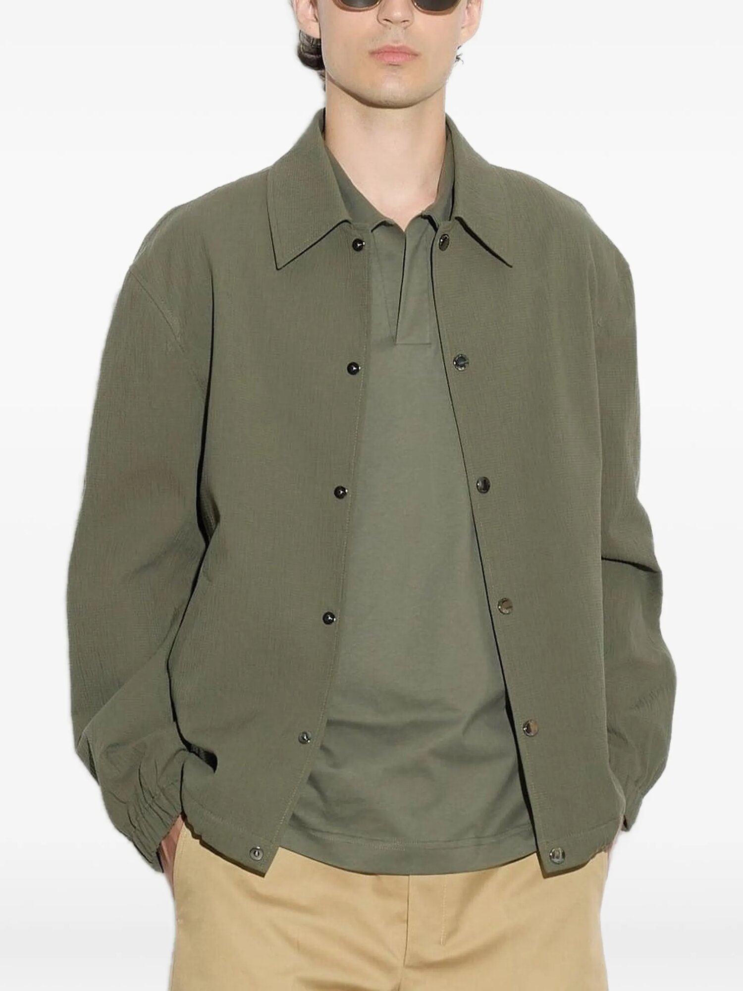 Куртка Paolo Pecora Button-up shirt jacket, размер 50, green — фото 1