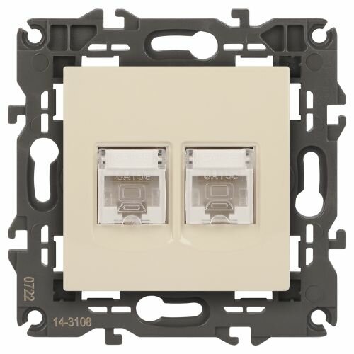 Розетка компьютерная 2-м Elegance 14-3108-02 RJ45 IP20 механизм сл. кость Эра Б0034309