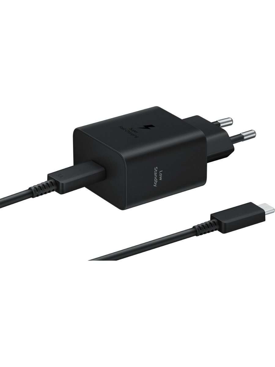 Зарядное устройство Samsung EP-T4511, с кабелем USB-C, 45Вт, черное
