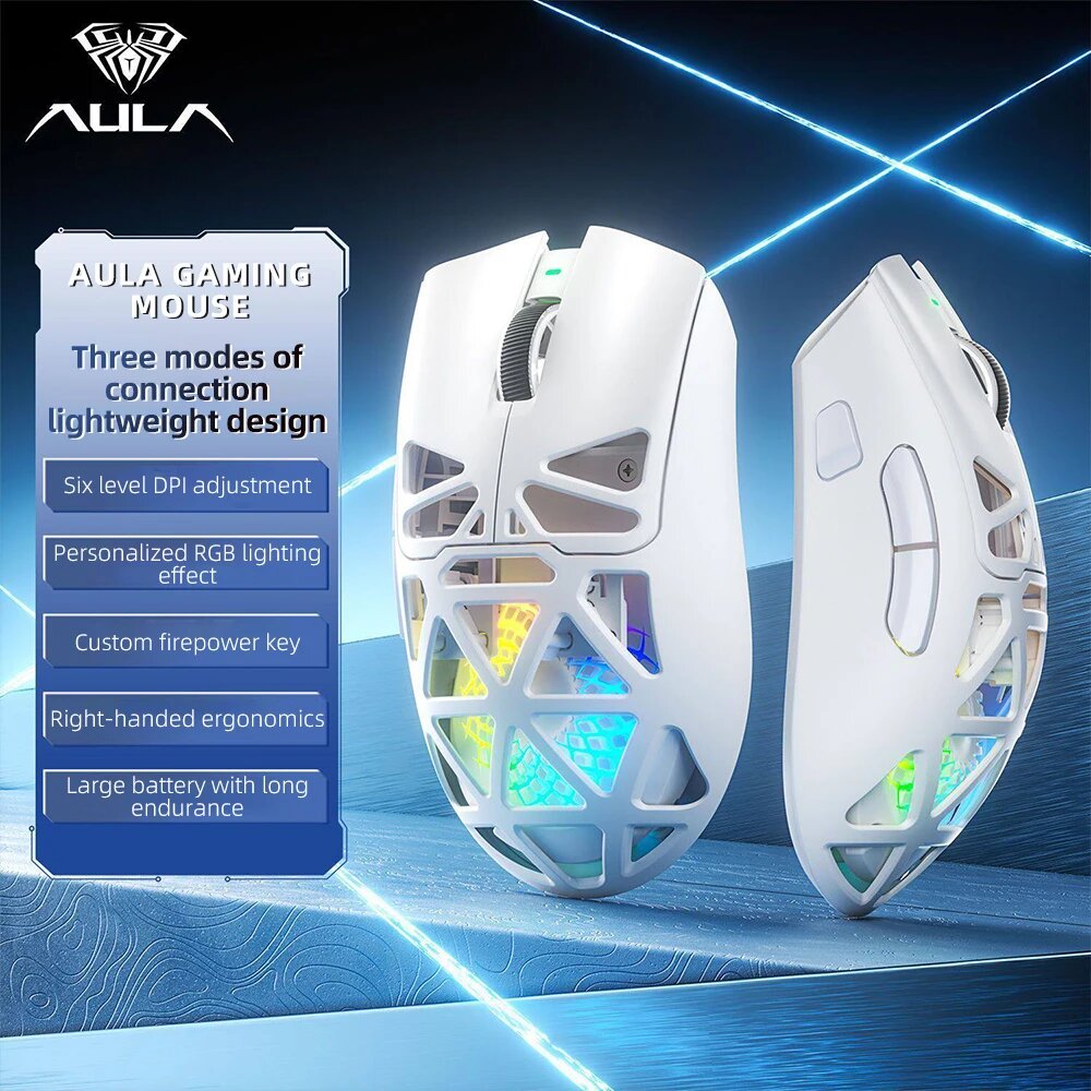 Беспроводная игровая мышь AULA SC620 White 12000 DPI