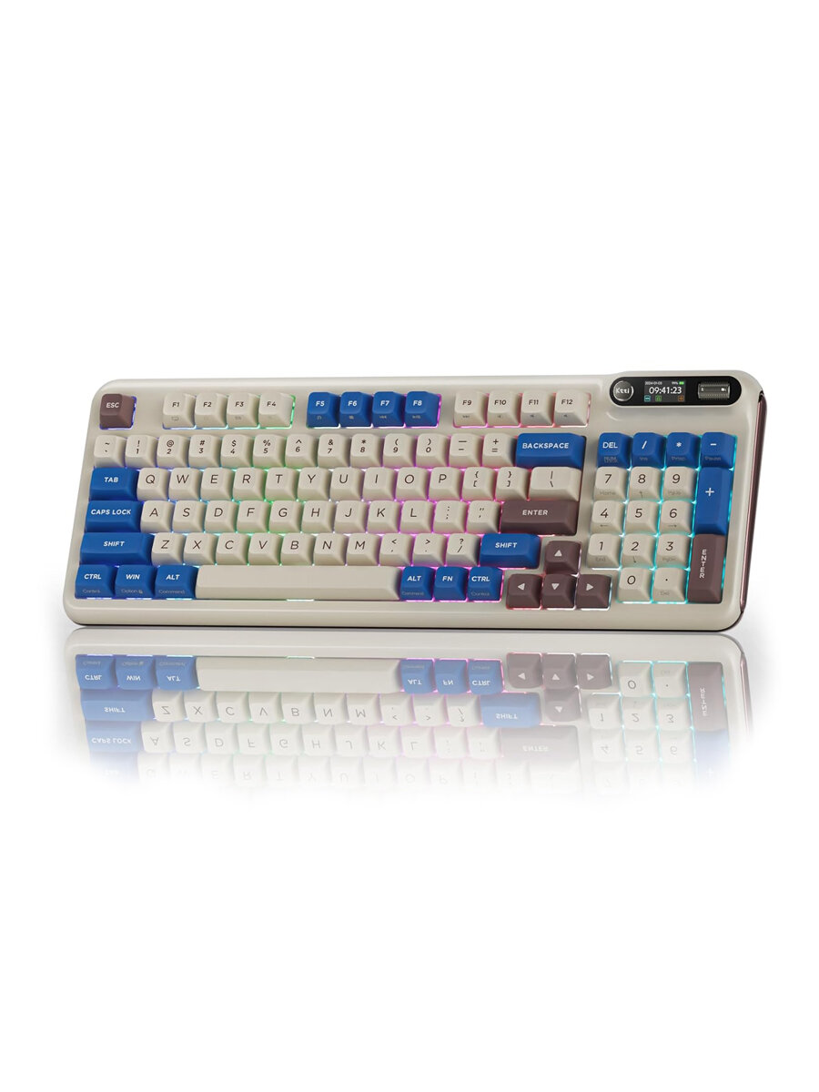 KZZI Z98 Latte Rainbow Axis Switch, белый/синий/коричневый, игровая клавиатура