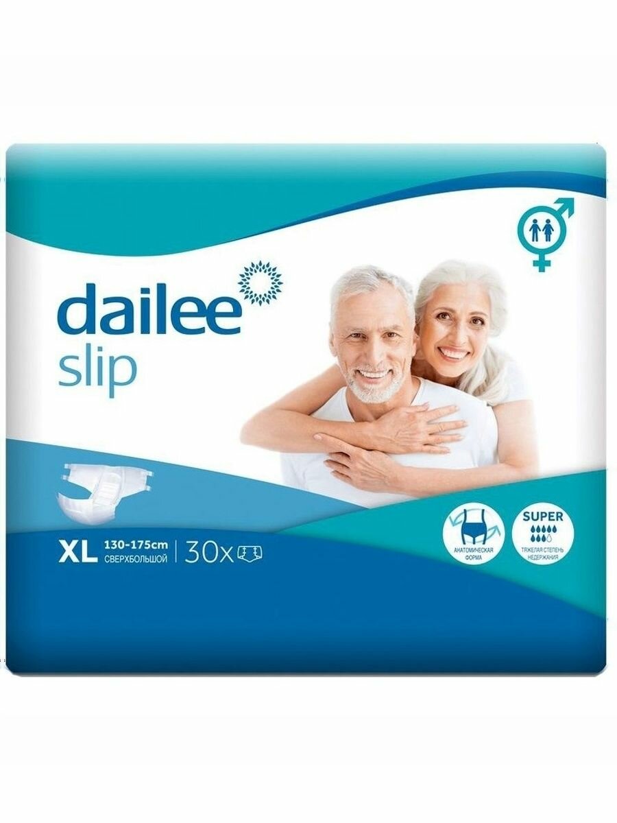 Памперсы для взрослых XL размер при недержание Dailee Slip Super (130-175см) - 30 шт