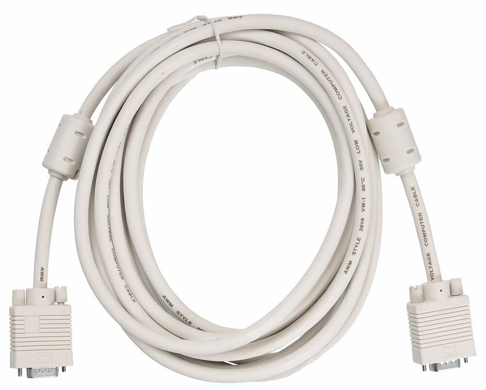 Кабель Buro CAB016S-5M VGA (m) VGA (m) 5м феррит. кольца серый
