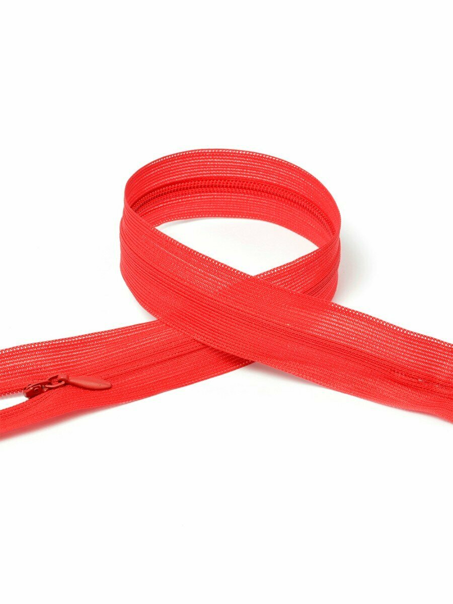 Молния Mzip пластиковая, потайная N3 50 см неразъемная, цвет F148 красный 10 шт