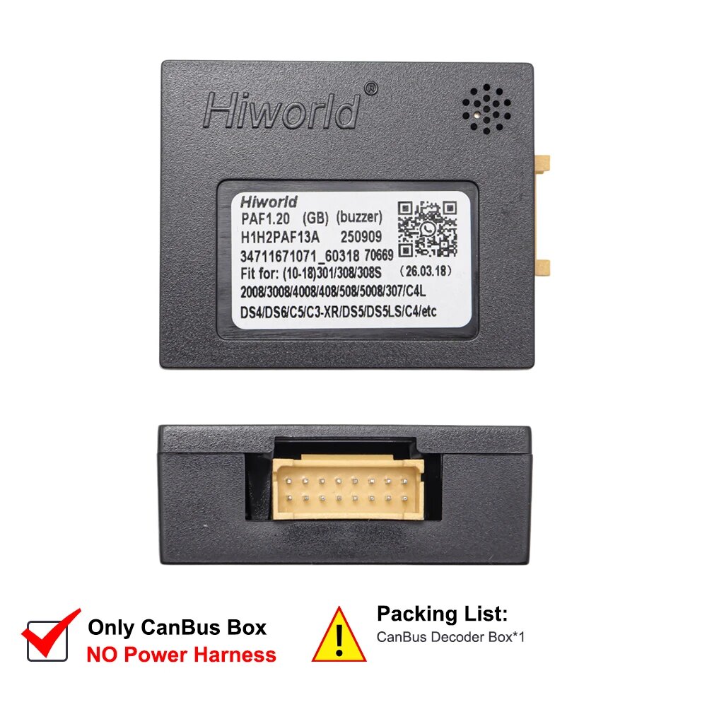 Декодер Hiworld CanBus для Peugeot 307, 308, 2008, 3008, 508, 607, адаптер 16 PIN для Only PAF1.20