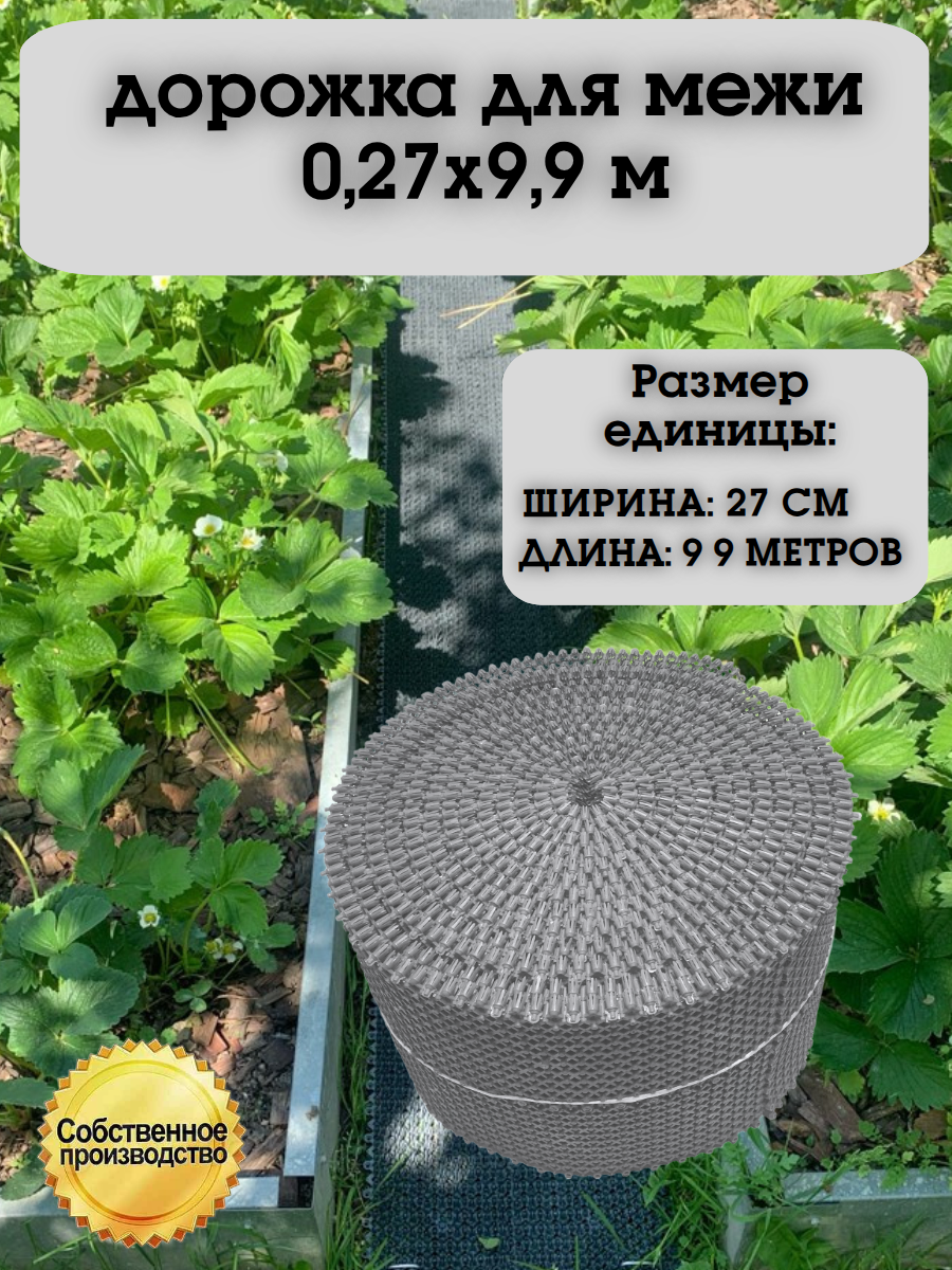 Дорожка для межи 0,27х9,9 м серая