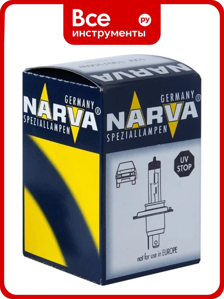 Автолампа NARVA H4 100 55 P43t-38 12V 1 10 100 HIT 489113000