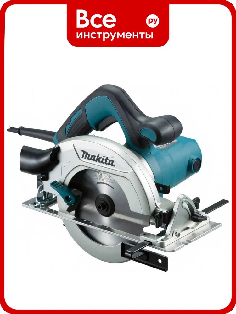 Дисковая пила Makita HS6601J щеточный двигатель, с диском стандартного размера, пылесосный патрубок, под направляющую
