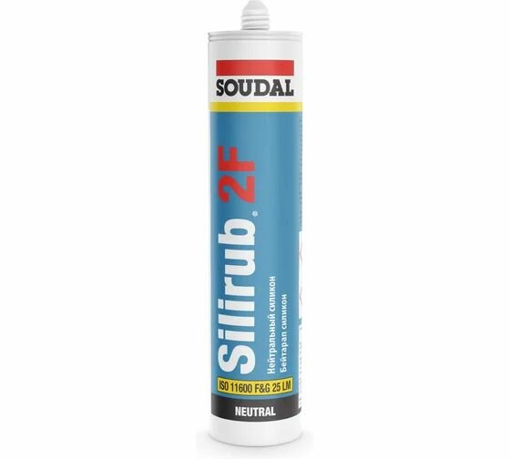 Нейтральный силиконовый герметик Soudal Силируб 2F бесцветный 300 мл