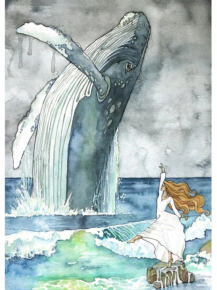 Кит, абстрактная картина на холсте 40x60см, цвет K, без рамы