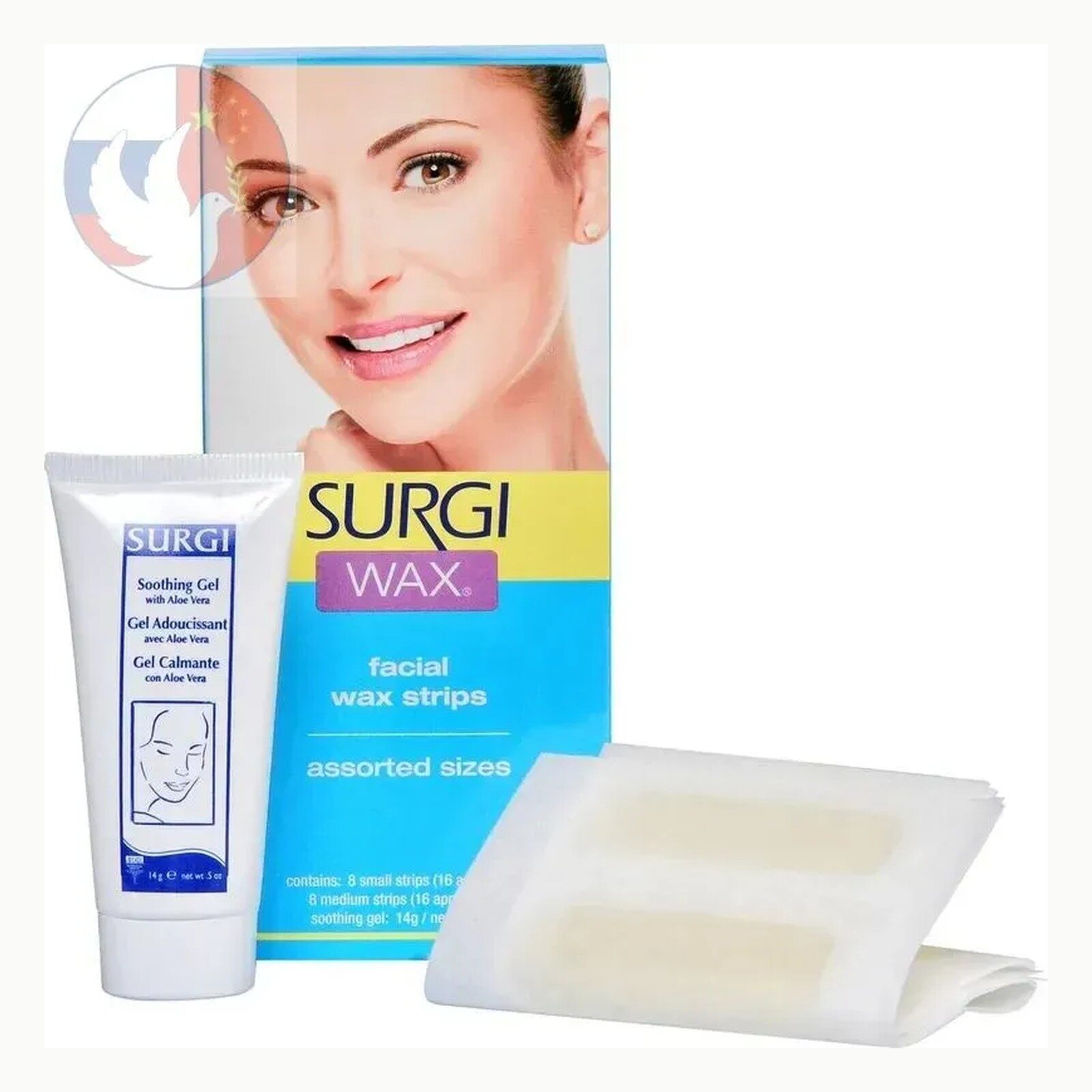 Surgi Wax Facial Wax Strips - Средство для депиляции лица с успокаивающим гелем и алоэ вера