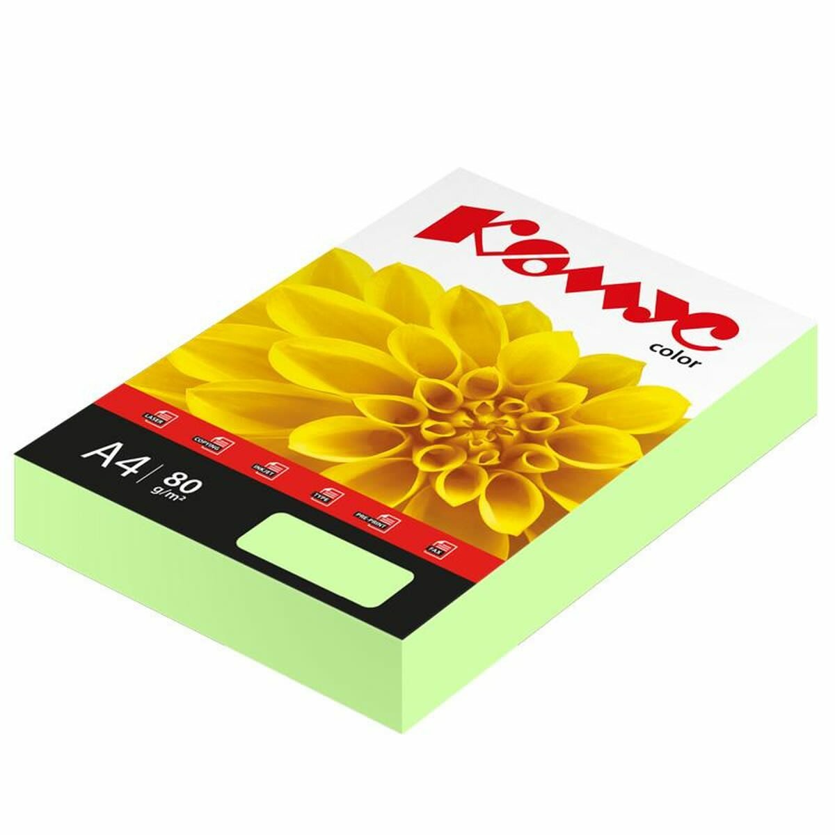Бумага цветная А4 Комус Color, пастель зеленая, 80 г/кв. м, 500 листов (619953), 5 уп.