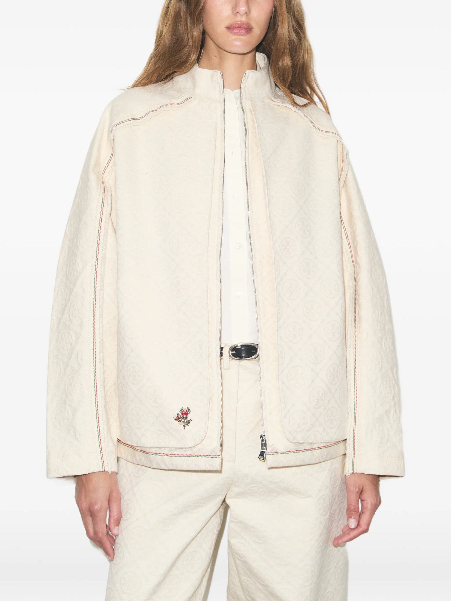 Куртка Tory Burch Logo-quilted denim jacket, размер 42 — фото 1