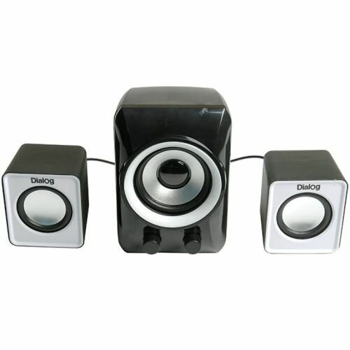 Компьютерная акустика с сабвуфером Dialog AC-202UP Colibri black-white 11Вт акустическая стерео система 2.1 питание от usb чёрно-белые