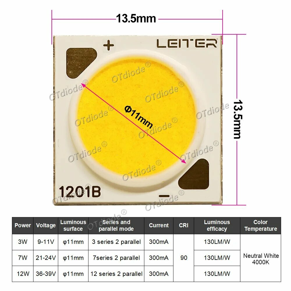 OTdiode 3-12 Вт COB LED трековый светильник 4000K, 3W DC9-11V