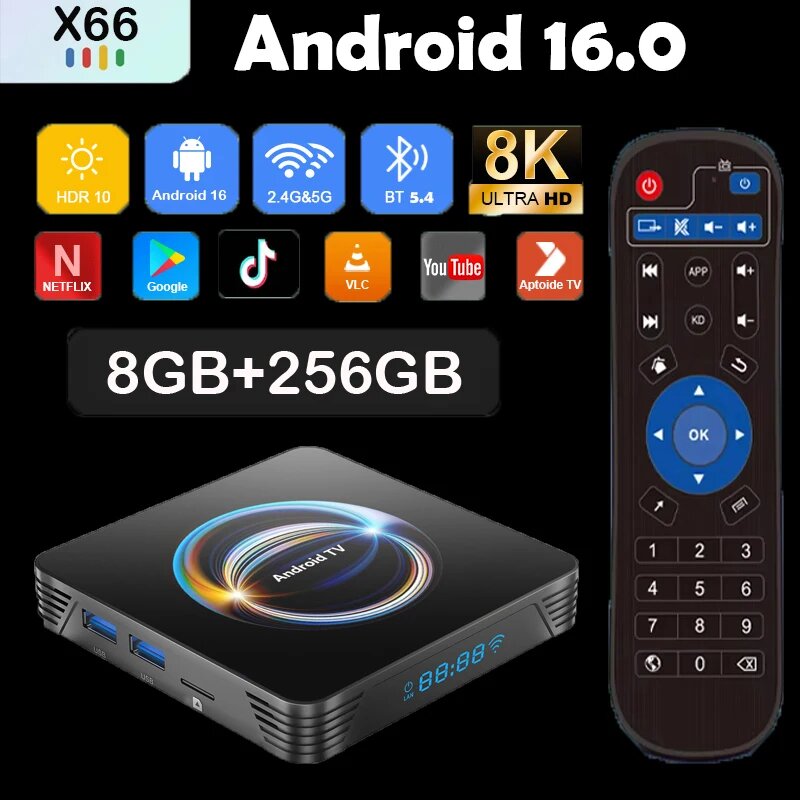 Android TV Box X66 4ГБ+64ГБ, US Plug — фото 1