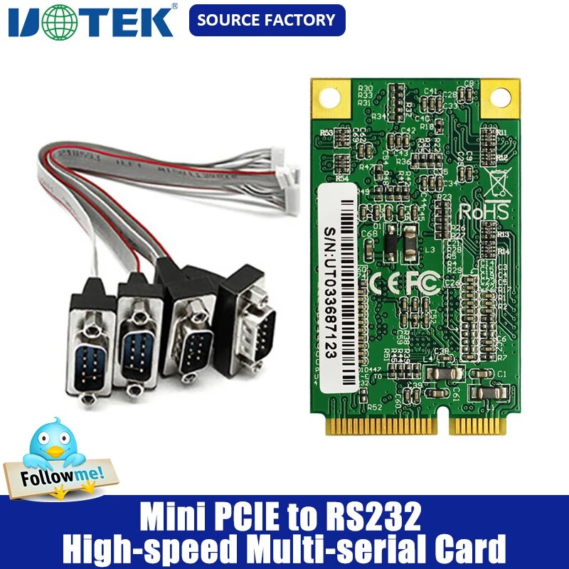 UOTEK UT-7784B Мини PCI-E в RS-232 конвертер 4 портов