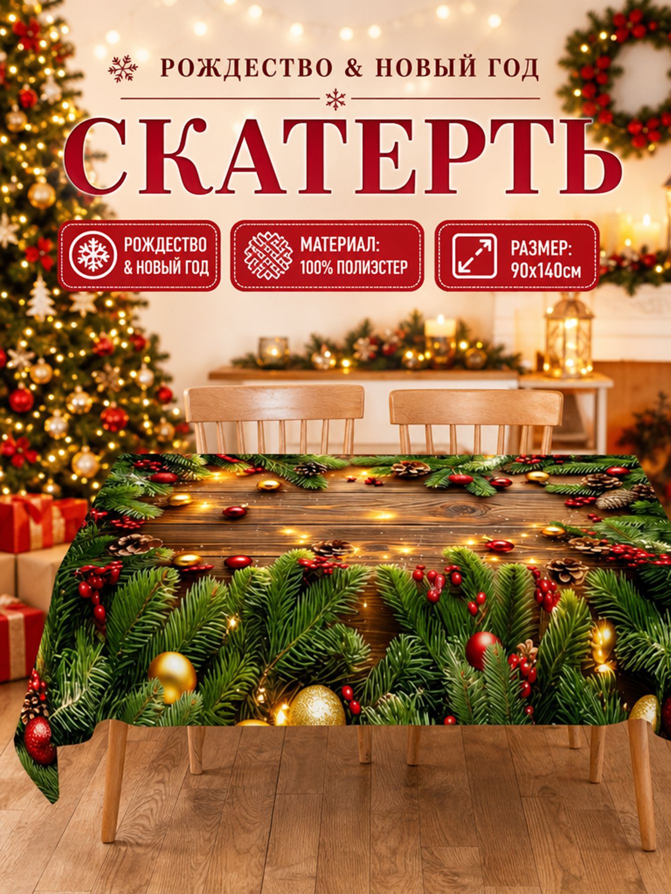 Скатерть 90x140 см полиэфирное волокно разноцветный