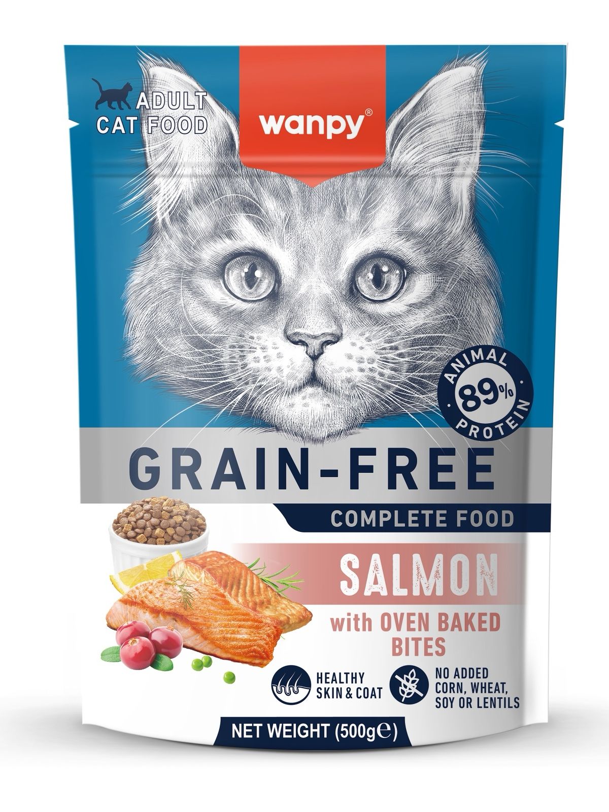 Сухой корм Wanpy Cat беззерновой с лососем для взрослых кошек 500 г