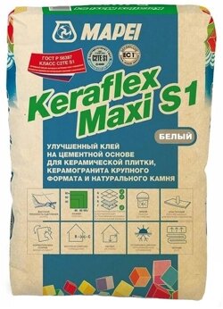 Mapei Клей для укладки керамической плитки Keraflex maxi white, 25 кг