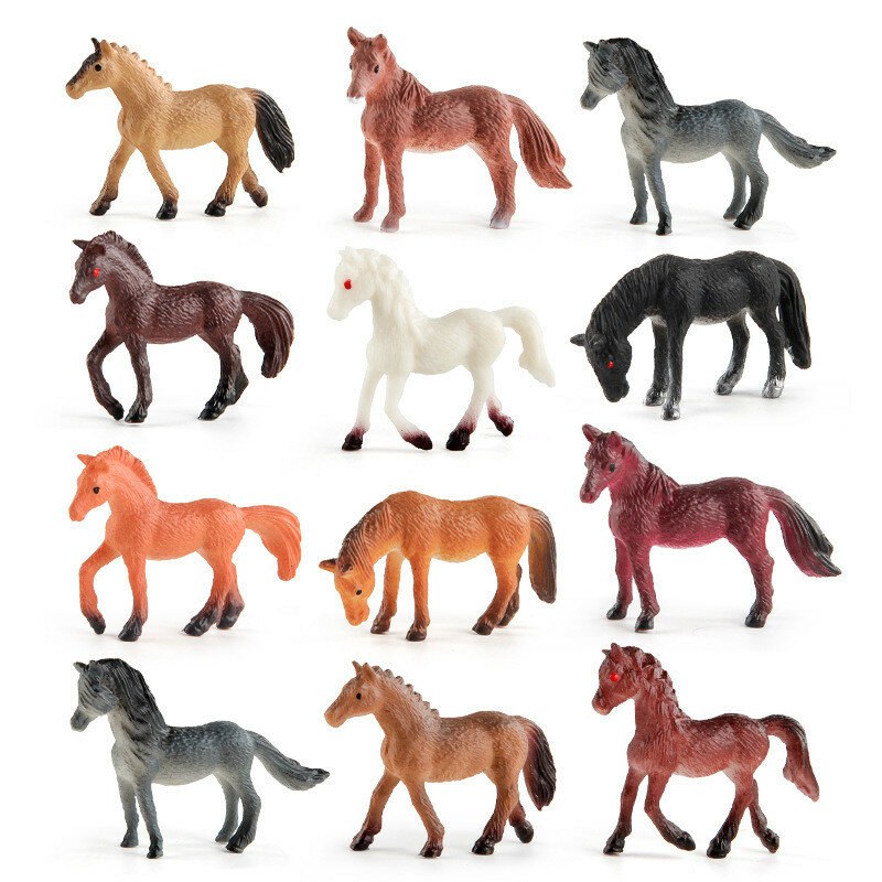 Charming pvc Arabian horse model set with twelve designs ideal for home decoration bagged 12 horses