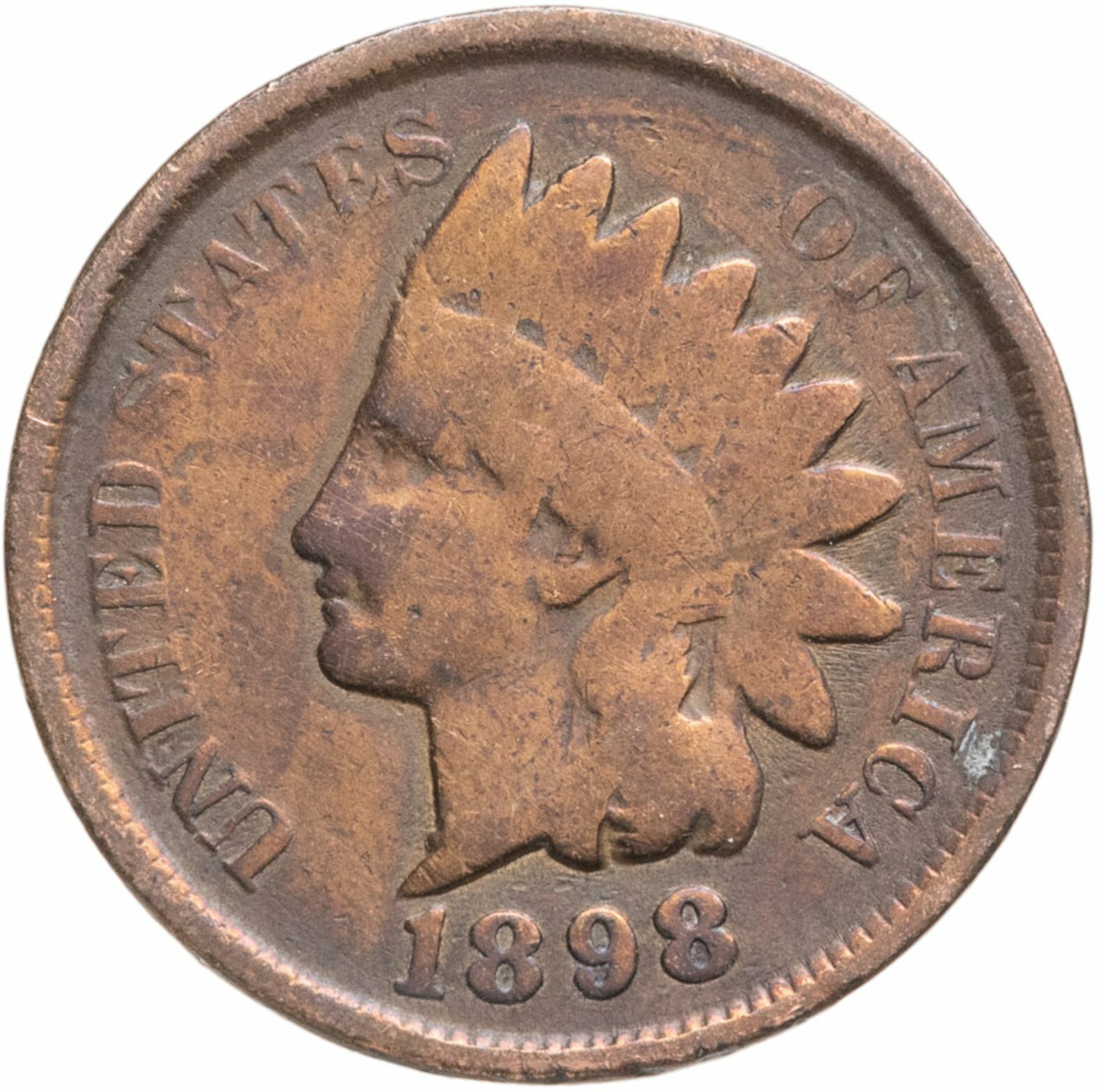 США 1 цент 1898 "Indian Head Cent", Бронза, в сохранности F-VF