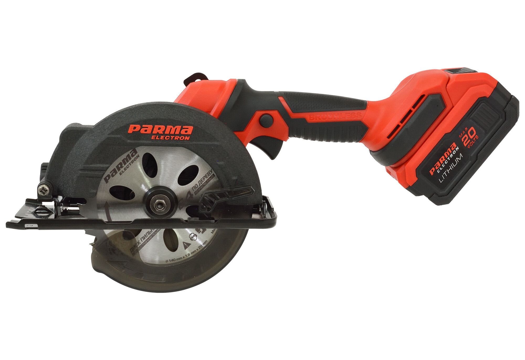 Пила дисковая PARMA ELECTRON CS 140A/4.0-1 (б/щ, 6500 об/мин, диск140*20мм ,1АКБ 4Ач, кейс) черный/красный