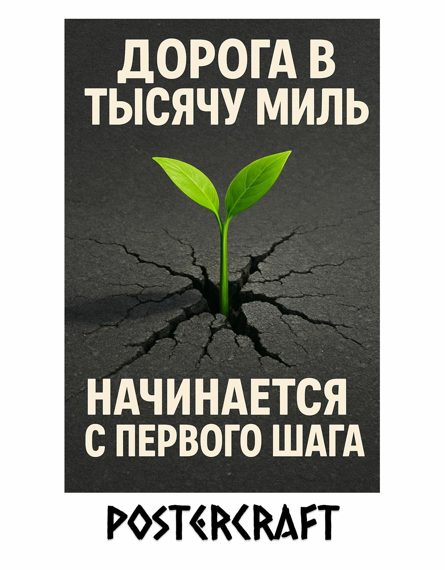 Мотивационный Постер "Дорога в тысячу миль начинается с первого шага", 29.7х42см, А3, глянцевый
