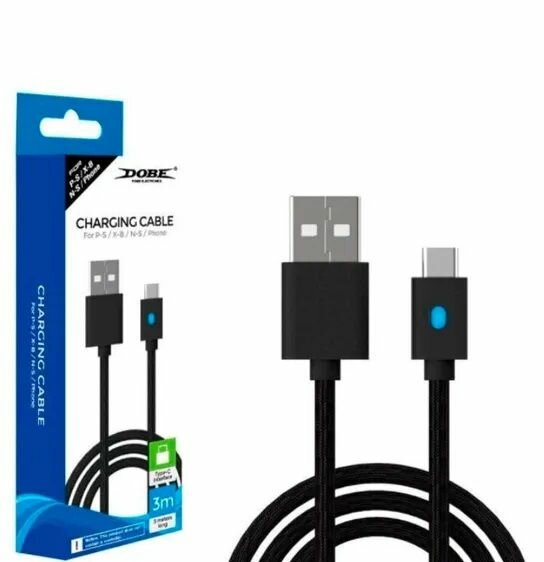 Соединительный кабель Dobe Charging Cable USB / Type-C 3 метра для зарядки геймпада (TY-0803)