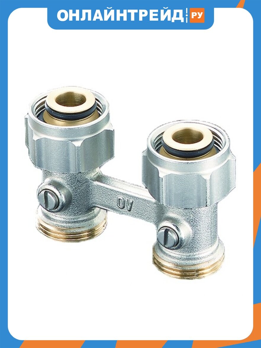 Узел подключения Oventrop Multiflex F, прямой H-образный, 3/4", 3/4", Н ЕК-НГ ЕК, никелированный, ZB