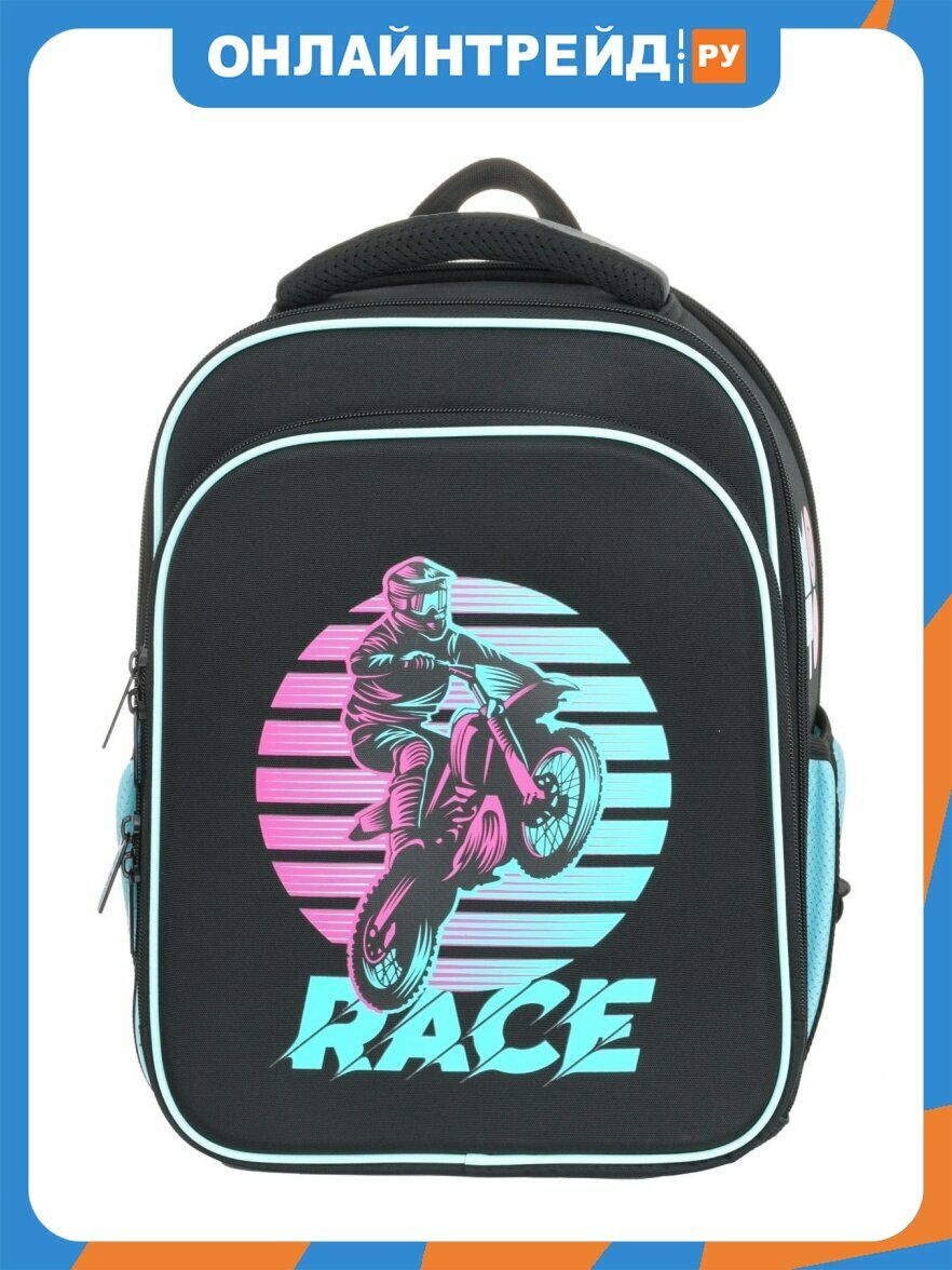 Рюкзак Schoolformat ERGONOMIC 2А4К MOTO SPORT 17 л черный 38х28х16 см жесткий каркас 2 отделения