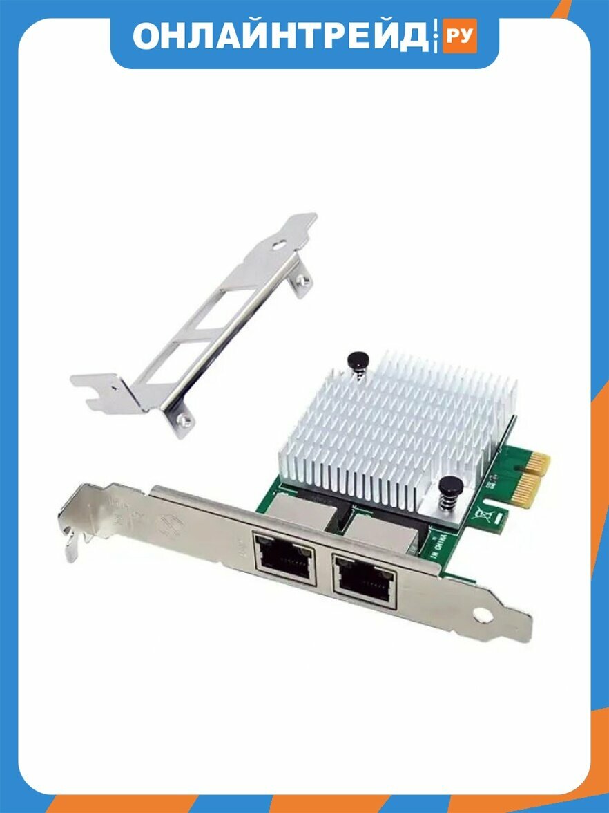 Сетевая карта Orient XWT-R81L2PE PCI-Ex1 v1.1 2xRJ45 1GbE NIC, RTL8111F+ASM1182 chipset, 1 Гбит/с