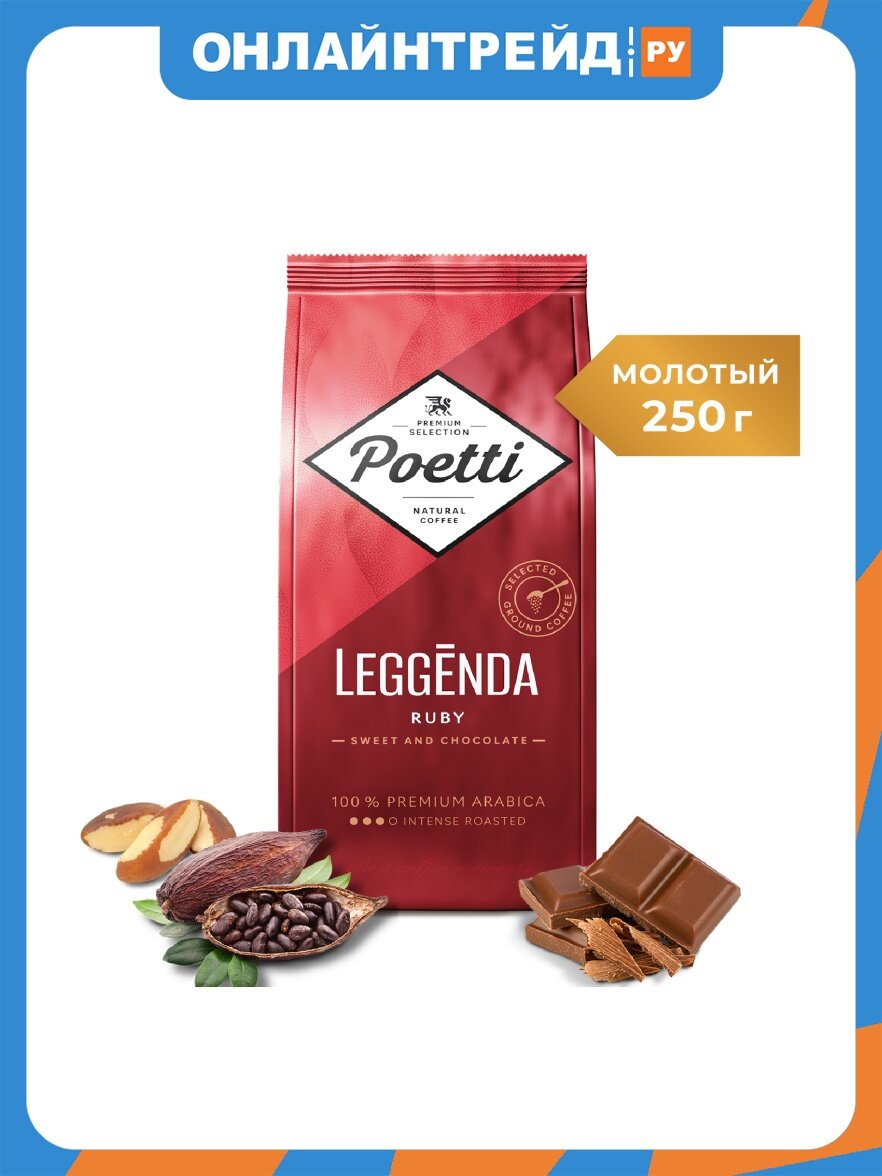 Кофе молотый Poetti Leggenda Ruby 250 г